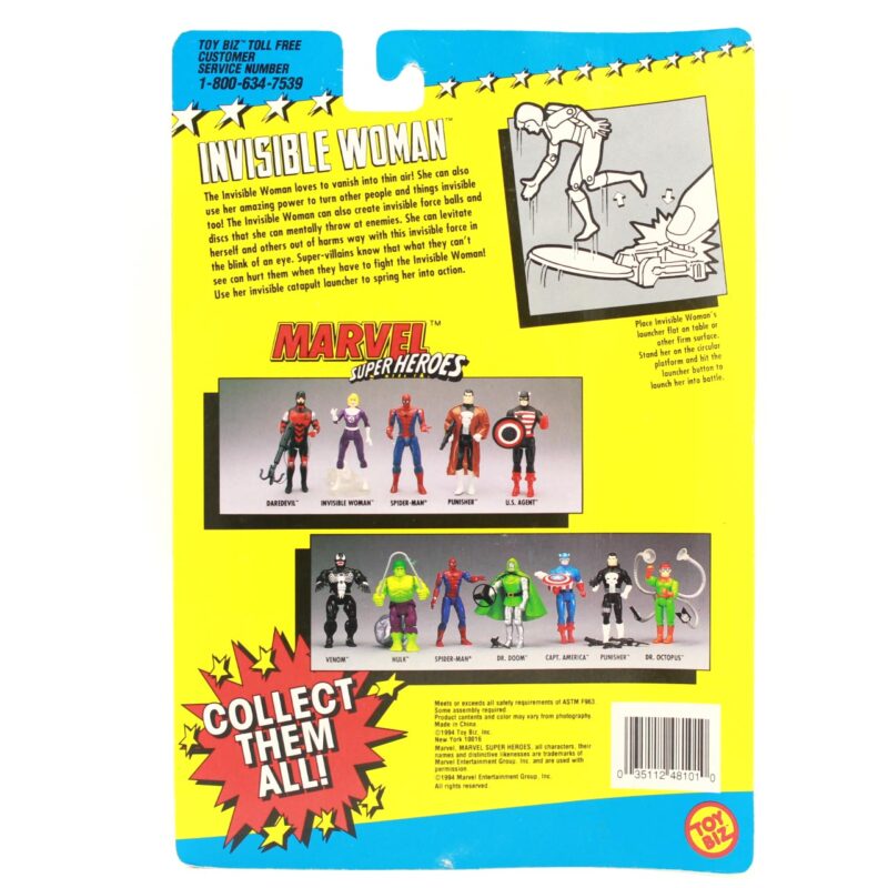 Marvel Super Heroes Fantastic Four Invisible Woman Toy Biz (1994) Wavy Card - The Bog Toys